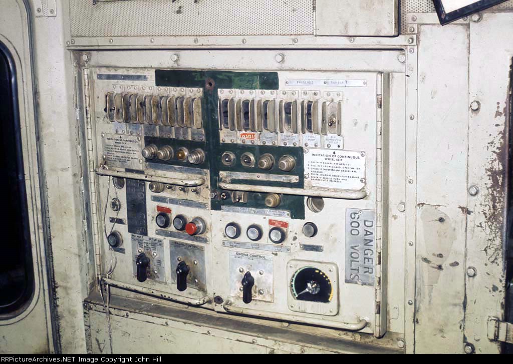 GE U50 cab interior: Control Switches and AMMETER Rear Engine
